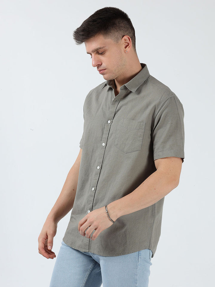 Stack Gray Linen Shirt – Espanshe