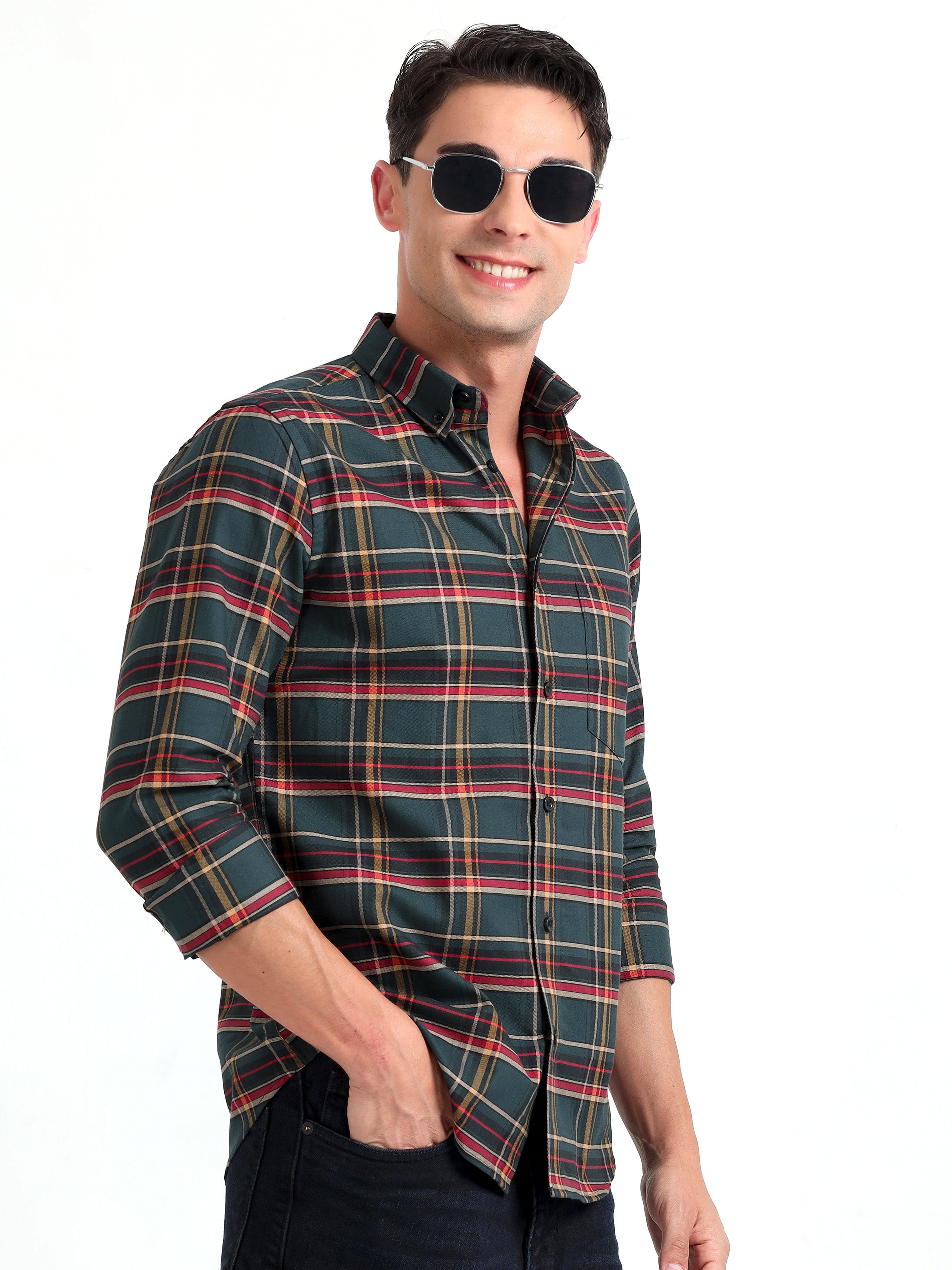 Checkmate Multi Checks Shirt Mineral Green – Espanshe