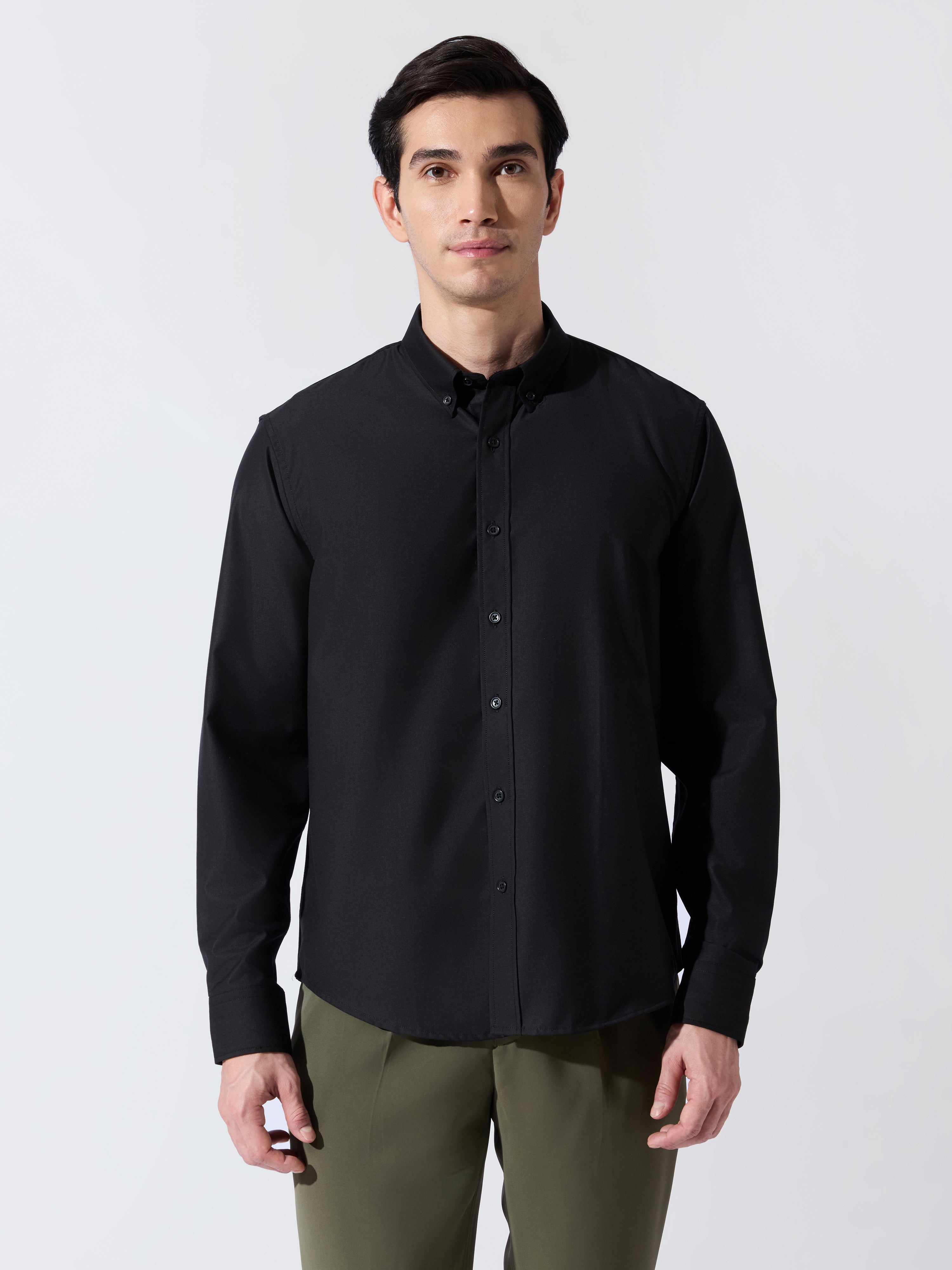 Vosha - Relaxed Fit Plain Shirt - Black – Espanshe